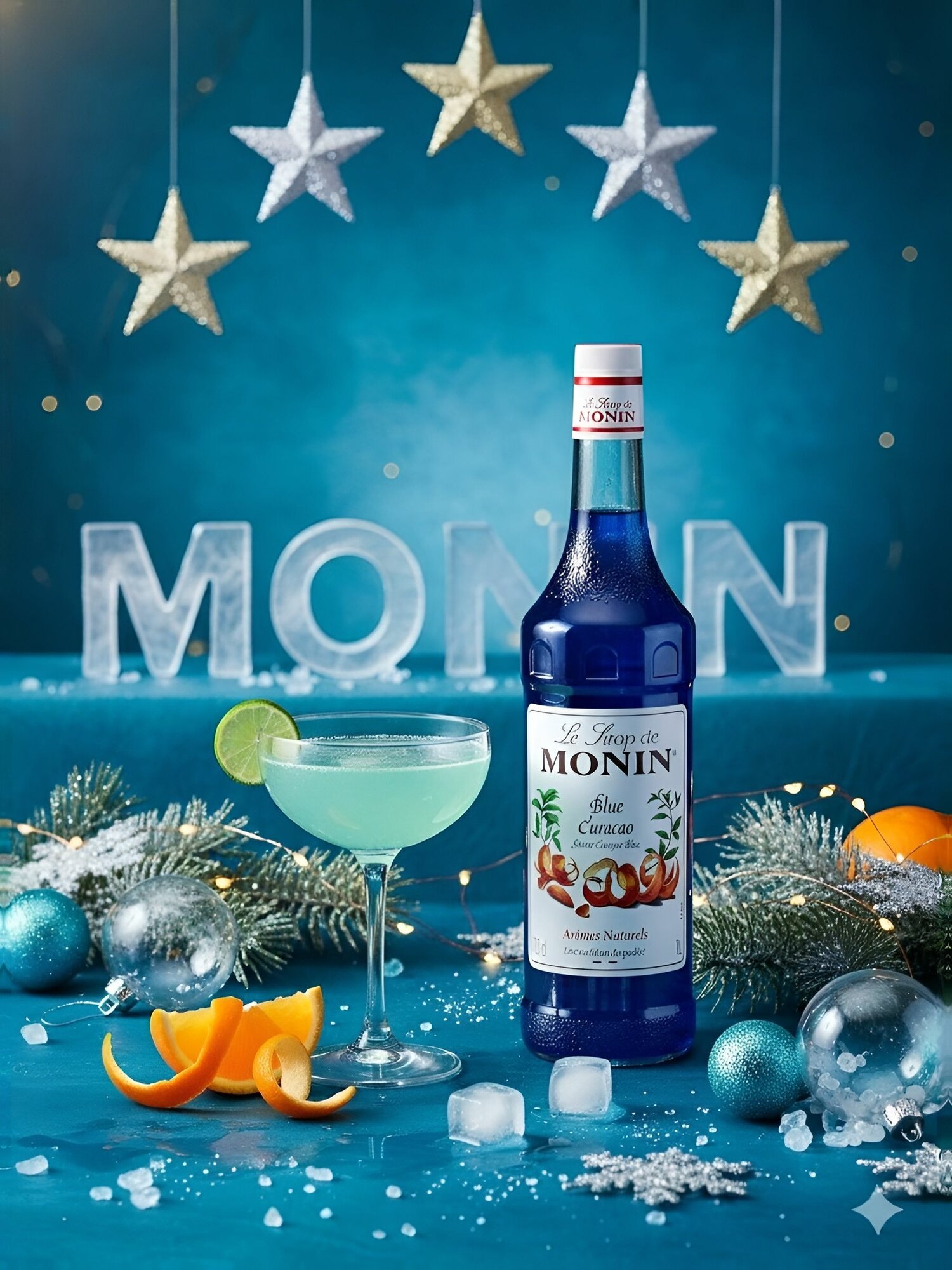 Сироп Monin Блю Курасао со вкусом апельсина "Blue Curacao Syrup" пастеризованный, 1 л