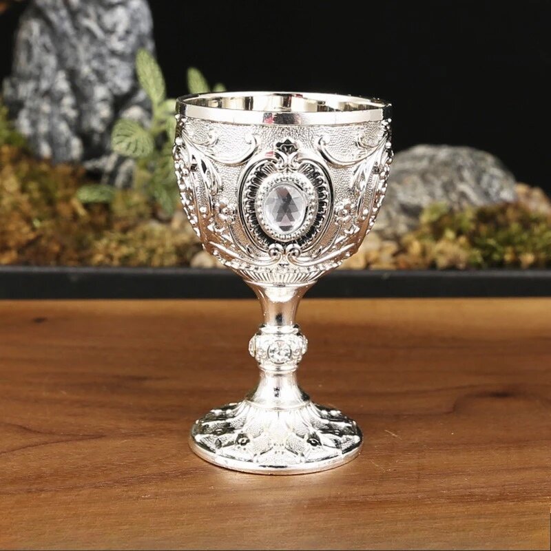Металлический бокал для вина ручной работы Серебряный, Style 6