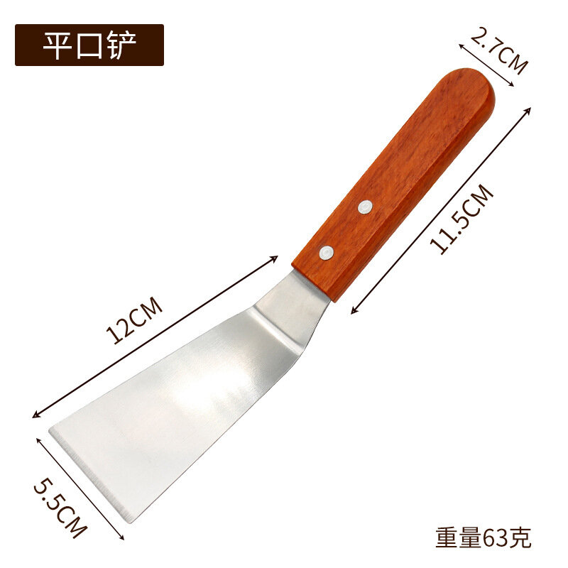 Лопата для жарки из нержавеющей стали теппаньяки Лопата для пиццы стейк лопатка для жарки лопата с деревянной ручкой