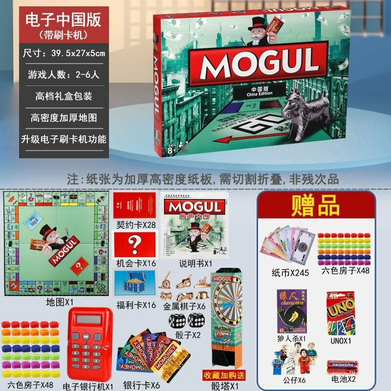 Официальная карточная игра Монополия, большая версия, китайская версия, экстра-большая настольная игра для детей и взрослых, магнат недвижимости