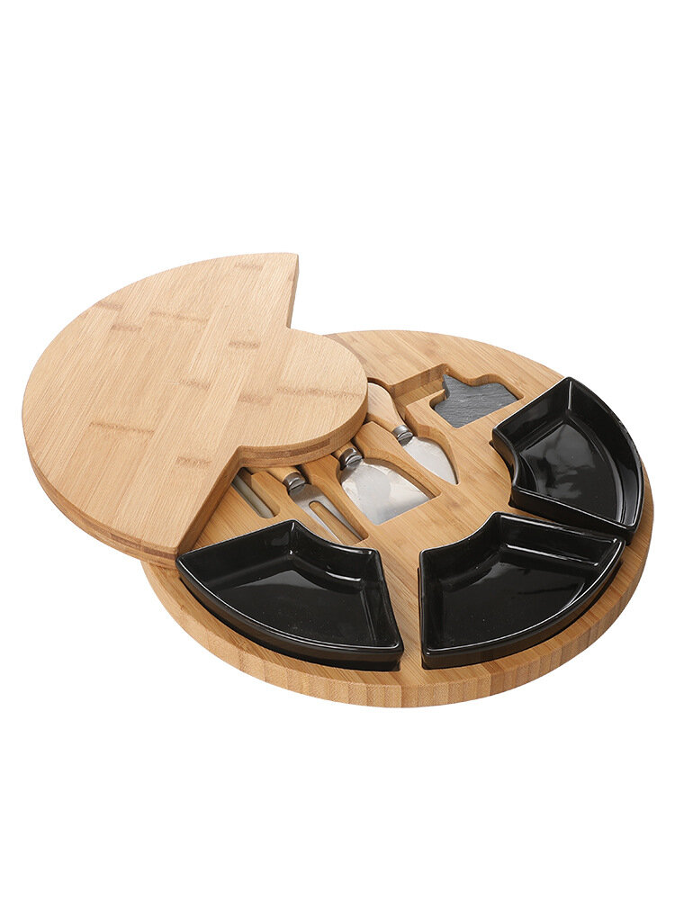 Набор разделочных досок из акации, керамический нож и вилка, скандинавская западная разделочная доска для фруктов, сыра, хлеба и пиццы