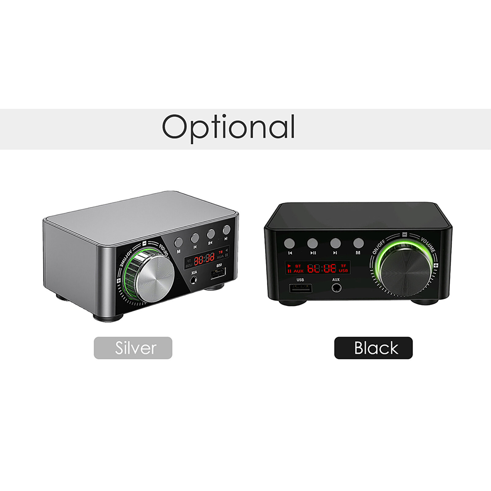 100 Вт HiFi Bluetooth 5.0 цифровой мини-стерео усилитель, двухканальный, USB, AUX, TF-карта, для домашних кинотеатров, черный