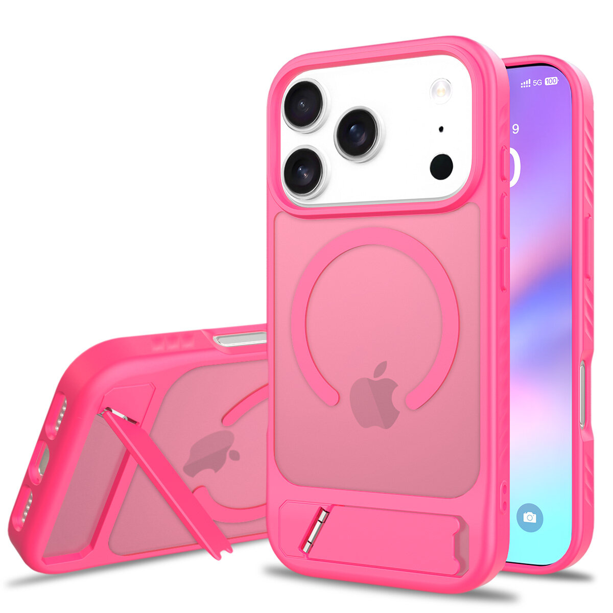 Чехол Для Apple iPhone 17 Pro / Айфон 17 Про, soft touch, накладка, поликарбонат (PC), защита камеры, ударопрочный, встроенная подставка, усиленные углы, Apple, Apple iPhone 17 Pro, red,