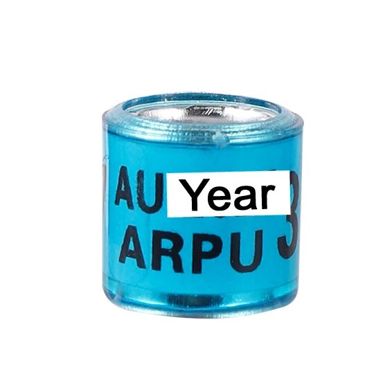 Кольца для ног голубей Adhere To Fly, 100 шт Бирюзовый, Year 2027, blue