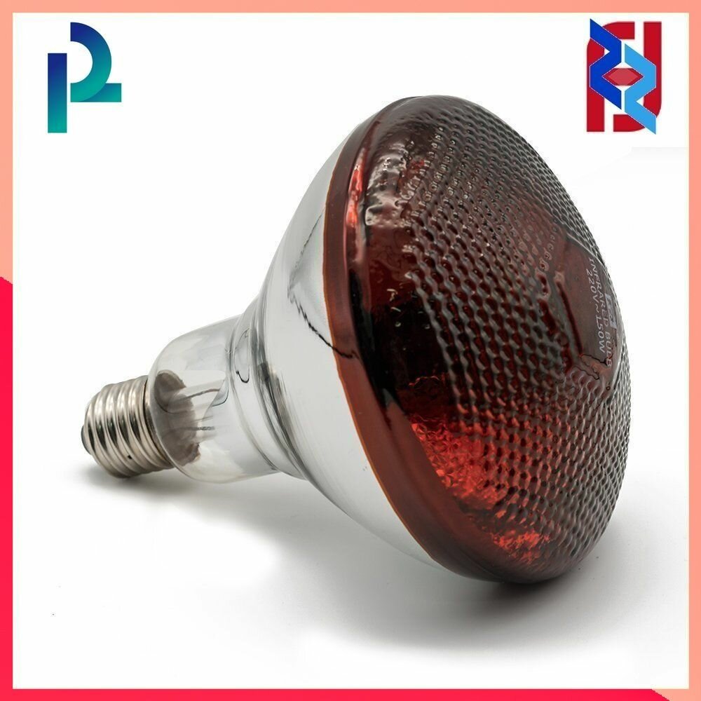 Цао Лампа инфракрасная для обогрева кур, щенков, цыплят, свиней, курятника, брудера/ Лампочка галогенная для животных, растений и теплиц 250Вт Е27 - 1 шт