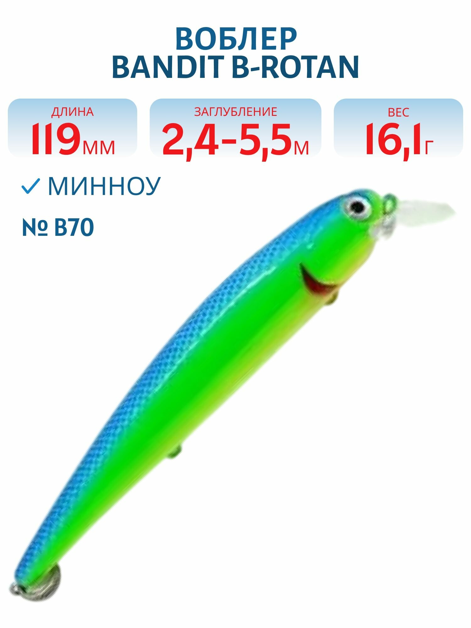 Воблер BANDIT B-ROTAN B70