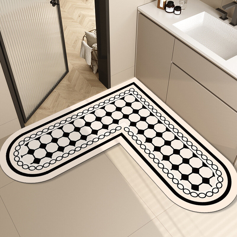 Угловой коврик для ванной, сухая зона у раковины, специальный впитывающий коврик, L-образный, нескользящий, новый многофункциональный материал 2024 года
