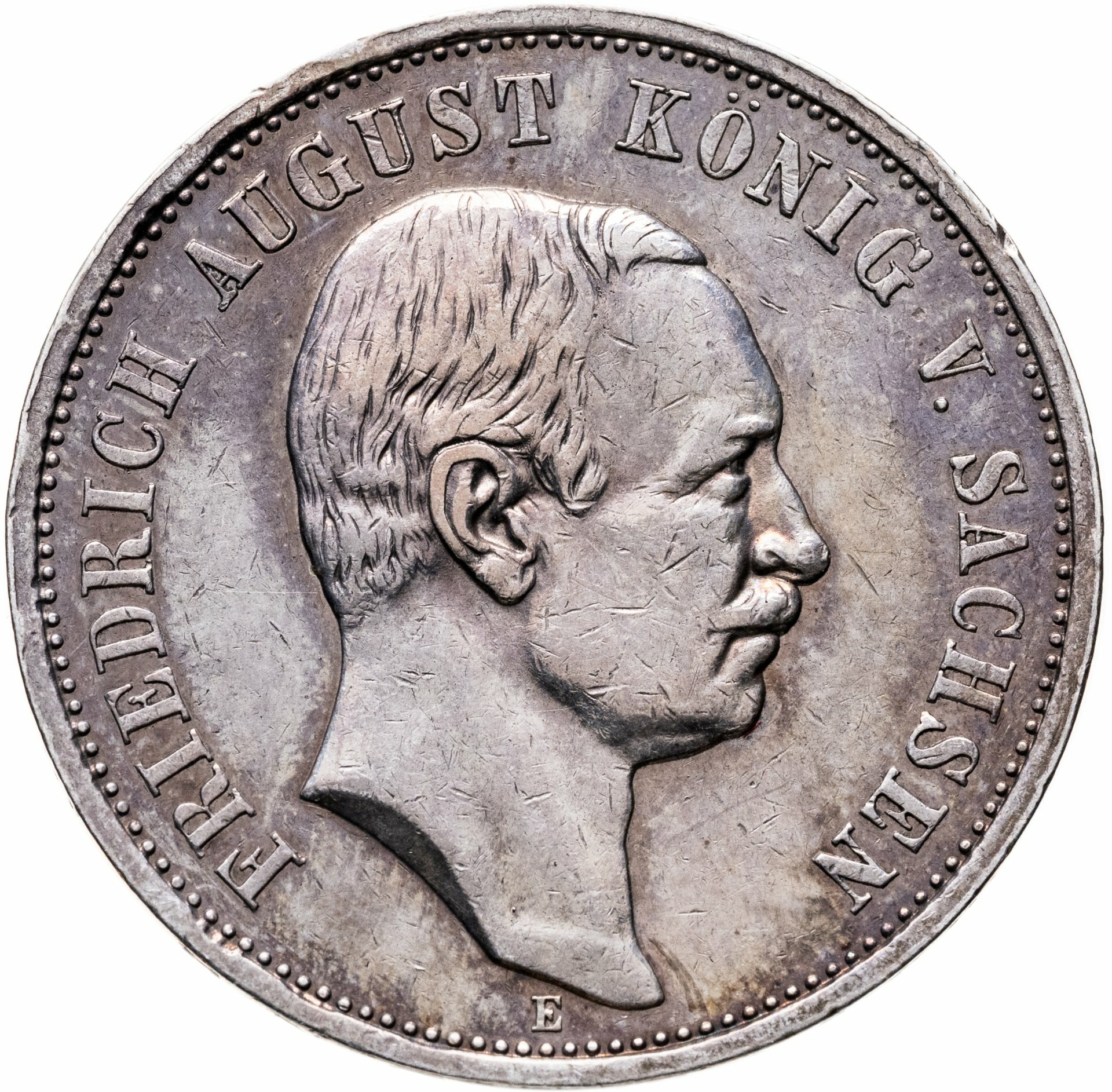 Германия Саксония 3 марки mark 1910 E, Серебро 900, в сохранности XF