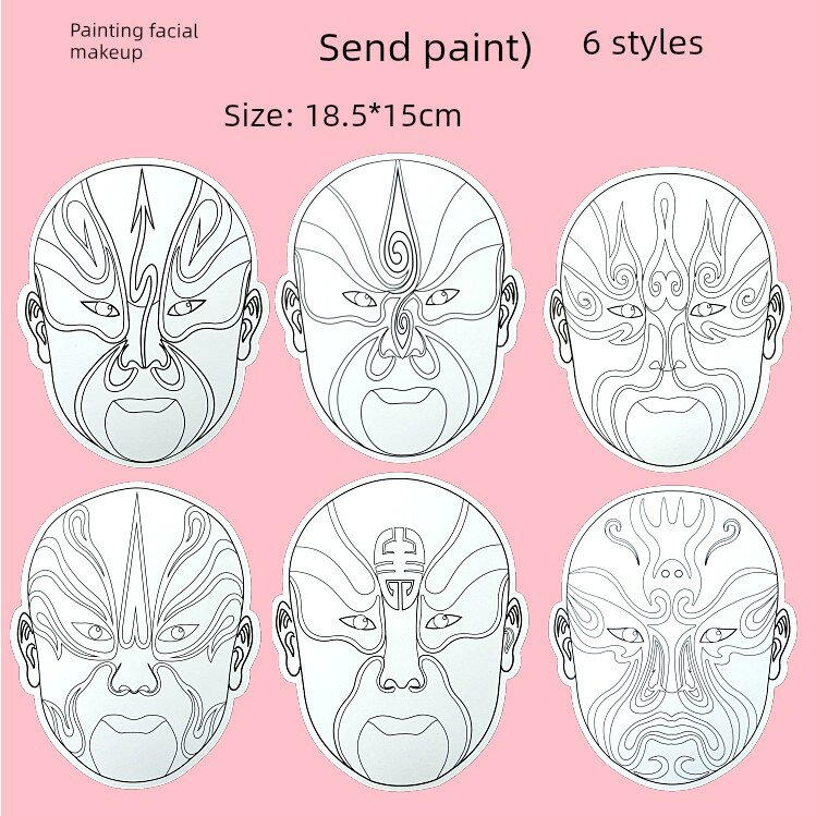 Набор для творчества: маски для лица в стиле Пекинской оперы, ручная роспись, китайский стиль, заготовки из бумажной
