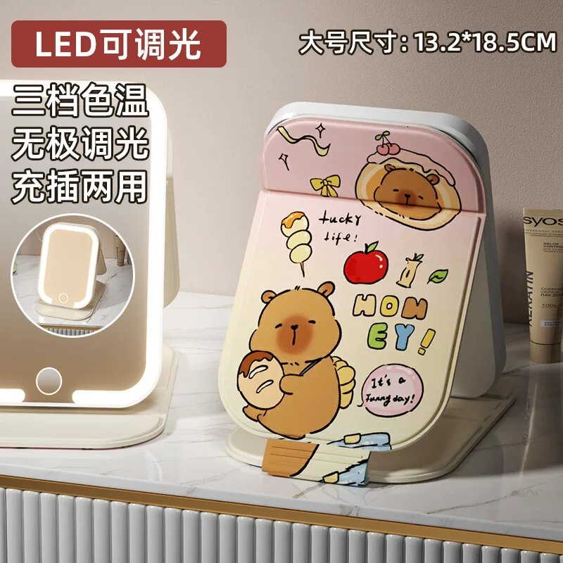 Портативное умное HD складное зеркало для макияжа с LED подсветкой, популярное настольное зеркало для студенческого общежития, стиль Ins