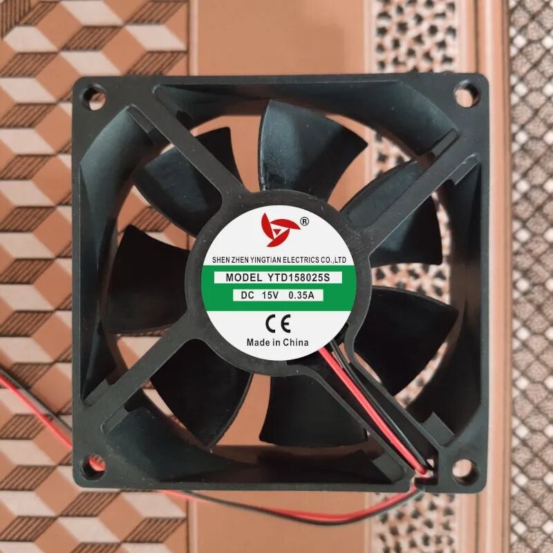 80mm 15V 8cm Новый YTD158025S DC15V 0.35A Двухпроводный 80x80x25 мм охлаждающий вентилятор