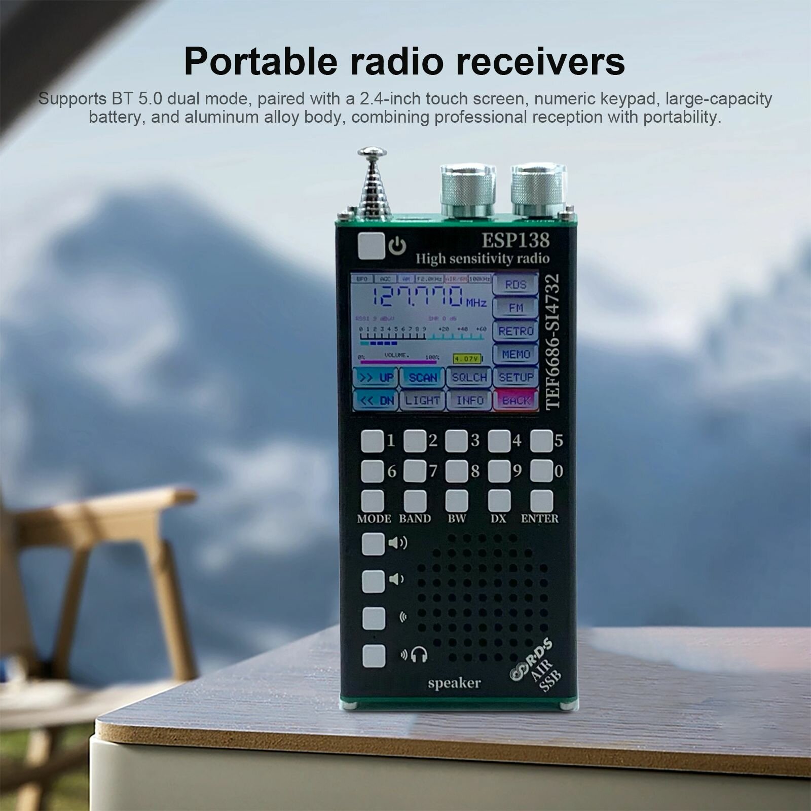 Портативный радиоприемник многофункциональный BT радио RDS дисплей данных радиоприемник