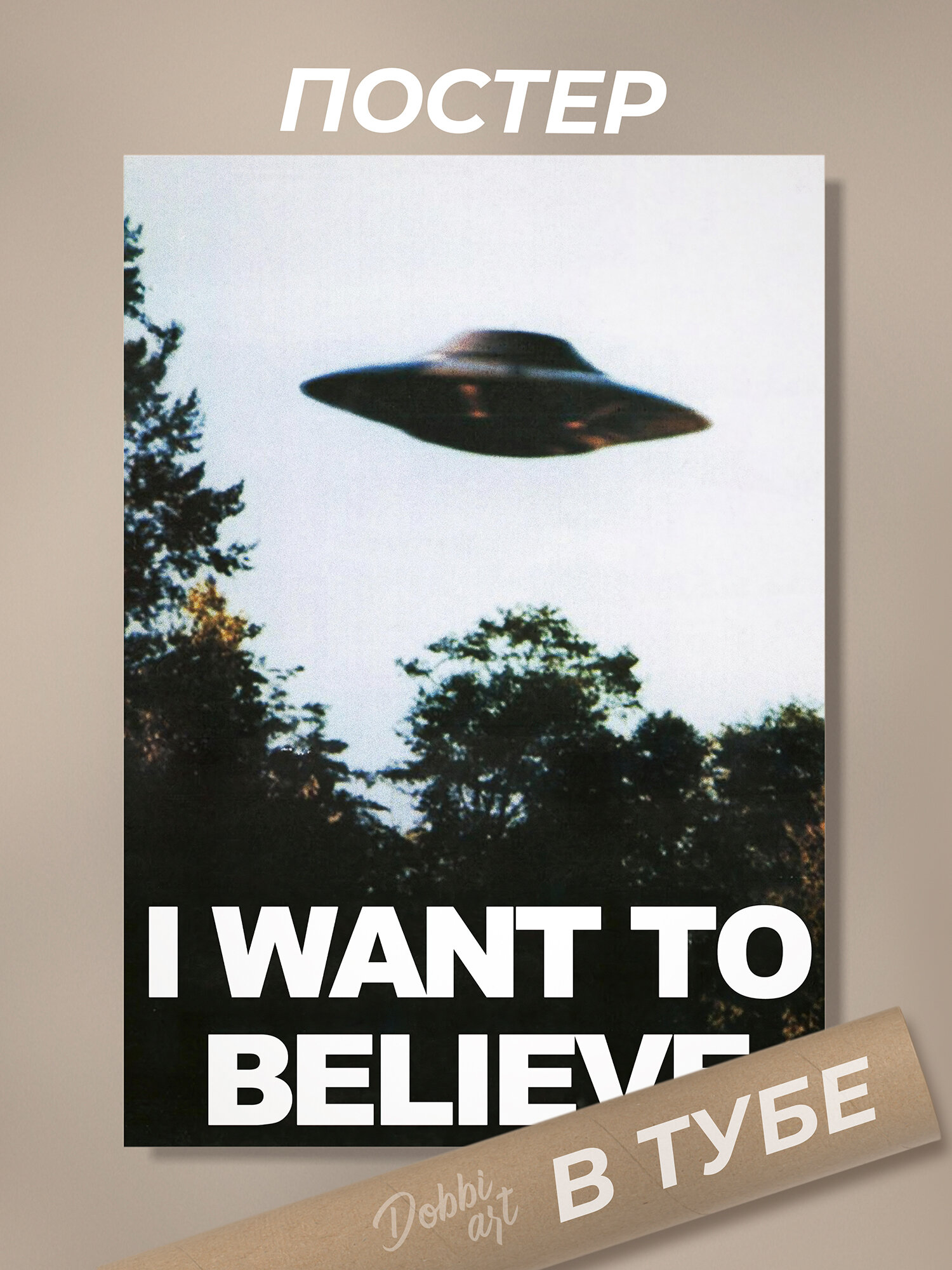 Постер Секретные материалы 30x40 см без рамы/ I want to believe, Я хочу верить, НЛО/ Постер для интерьера