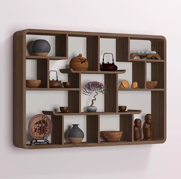 Полка Настенный стеллаж для китайского чая из массива дерева