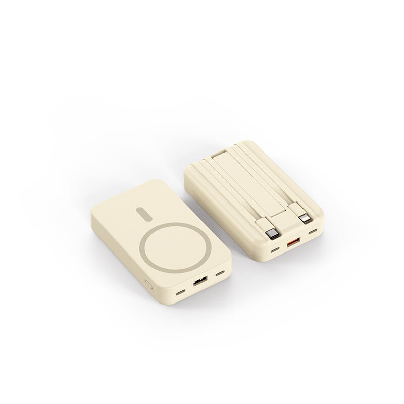 ⭐Кросс-бордерный магнитный беспроводной Power Bank с сертификацией 3C, 20000 мАч, со встроенным кабелем, 22.5W быстрая зарядка, портативный мобильный источник питания⭐