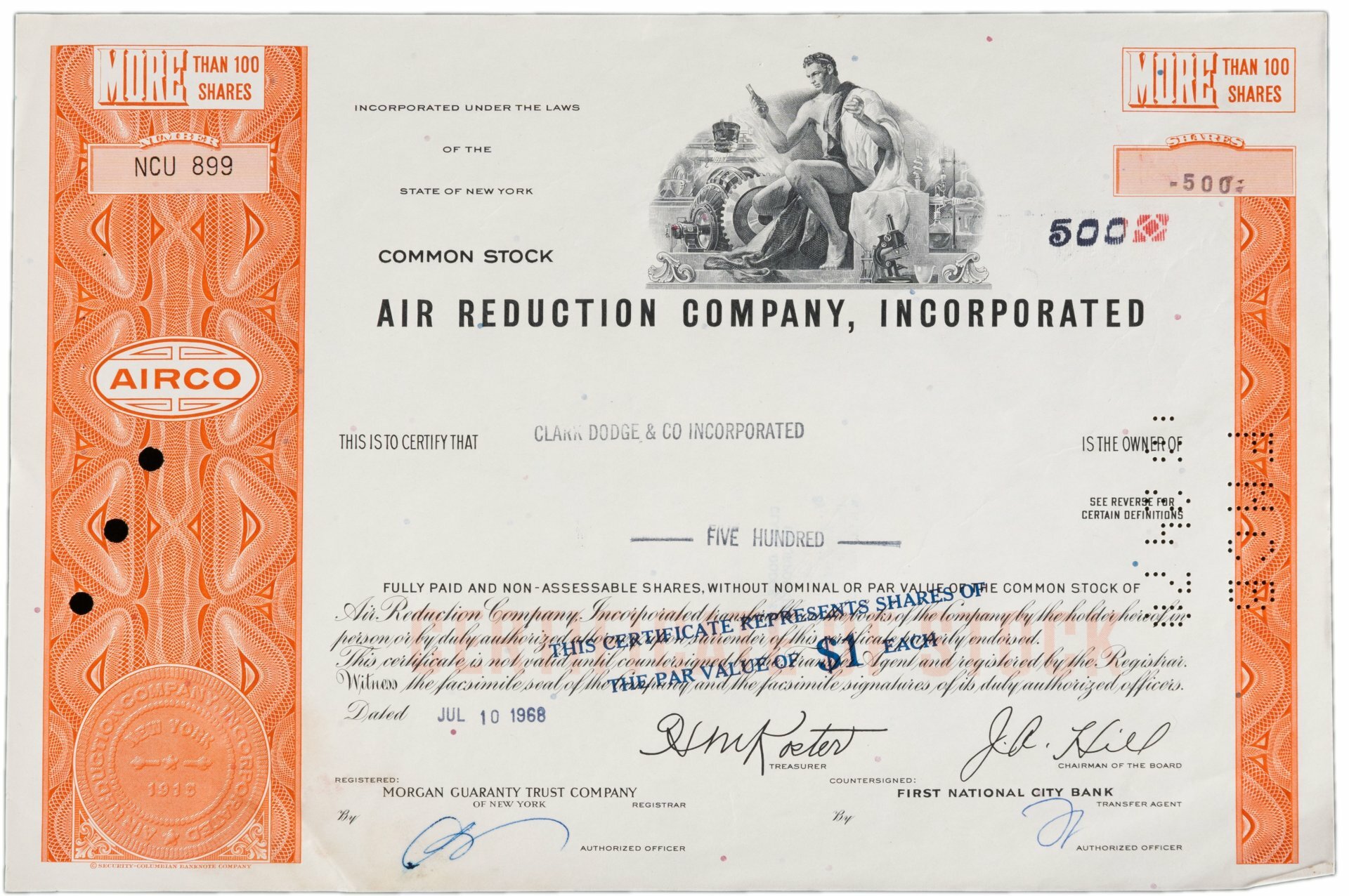США Акция AIR REDUCTION COMPANY INC 1968