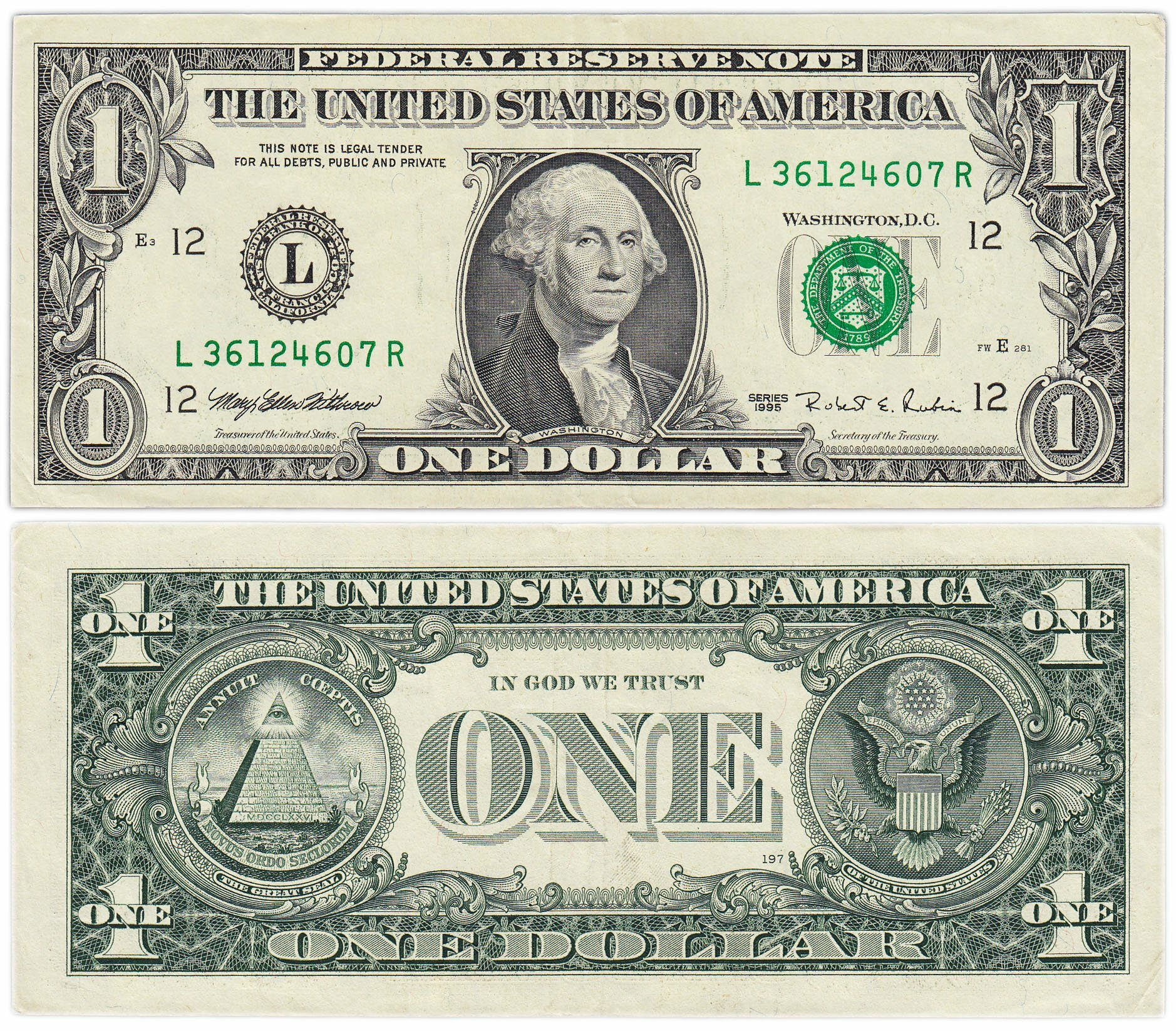 США 1 доллар 1995