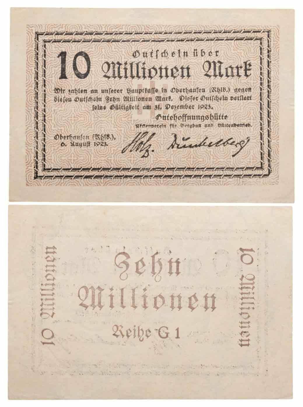 Германия 10000000 10 миллионов марок 1923