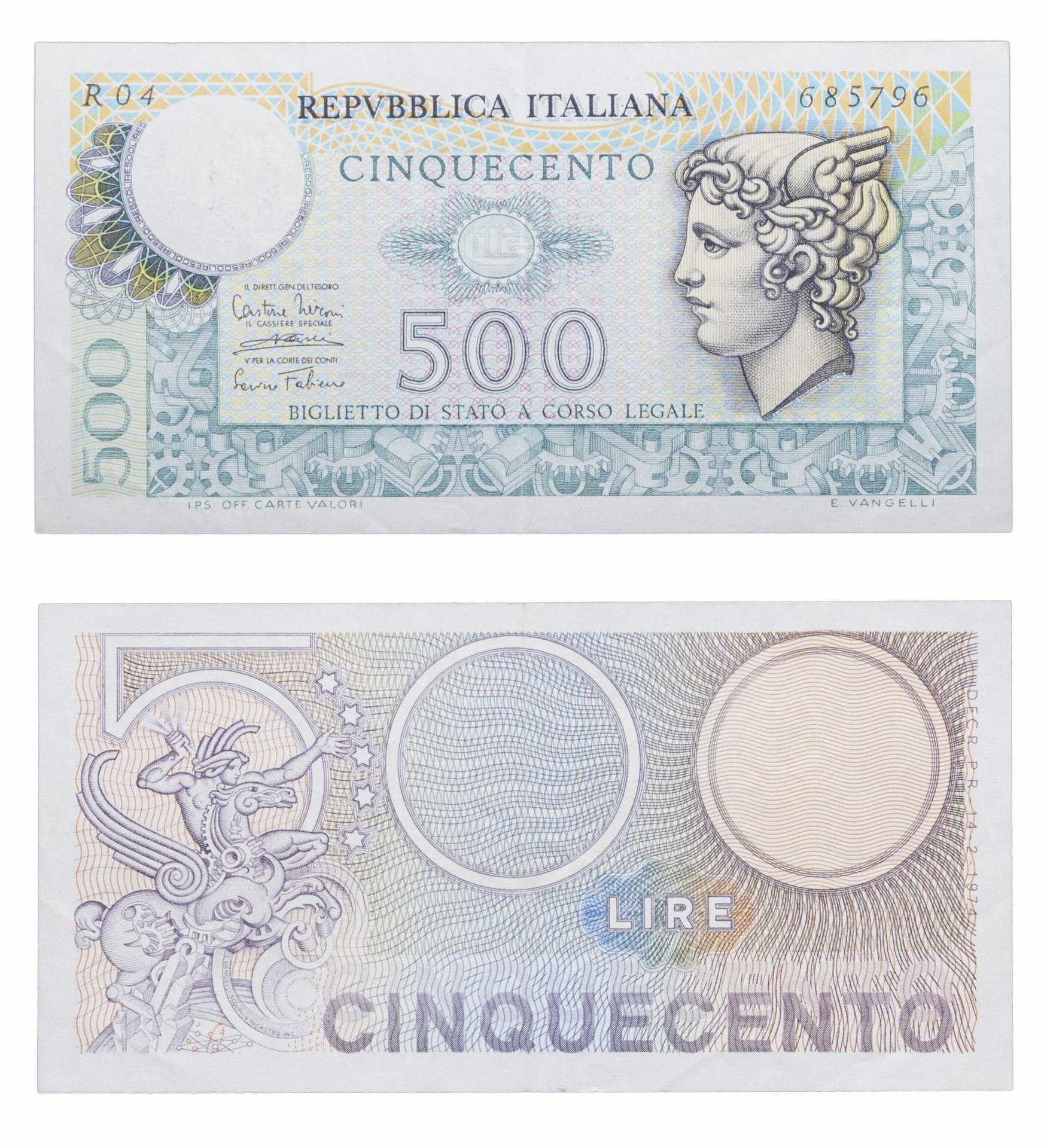 Италия 500 лир 1974 года