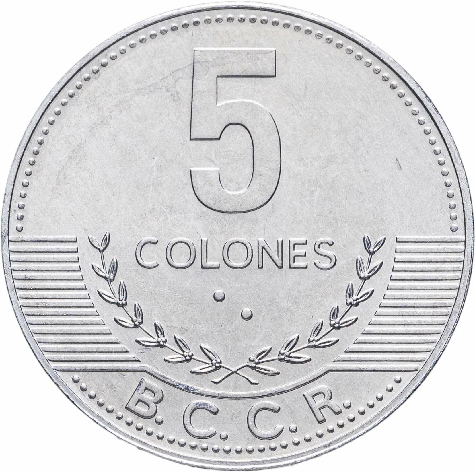 Коста-Рика 5 колонов 2008, Алюминий, в сохранности AU-UNC