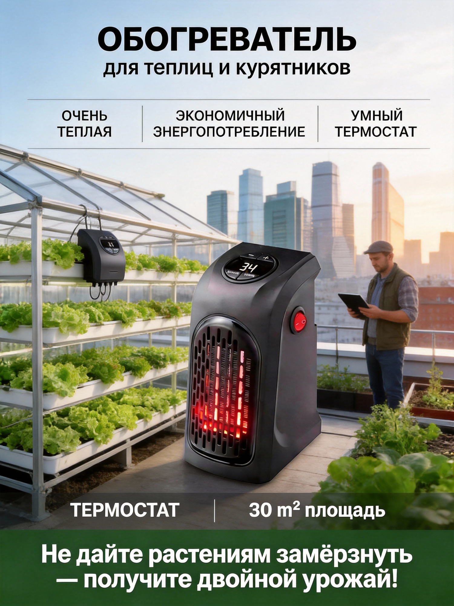 Обогреватель для теплиц, парников, курятников