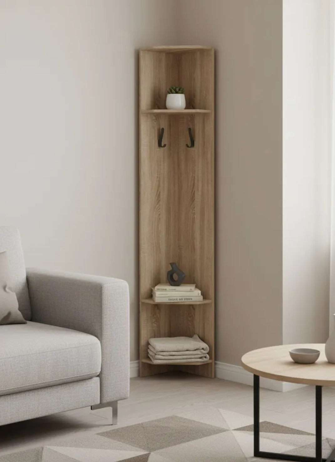 Угловое завершение с крючками Денвер (360х2150х360 мм), дуб сонома