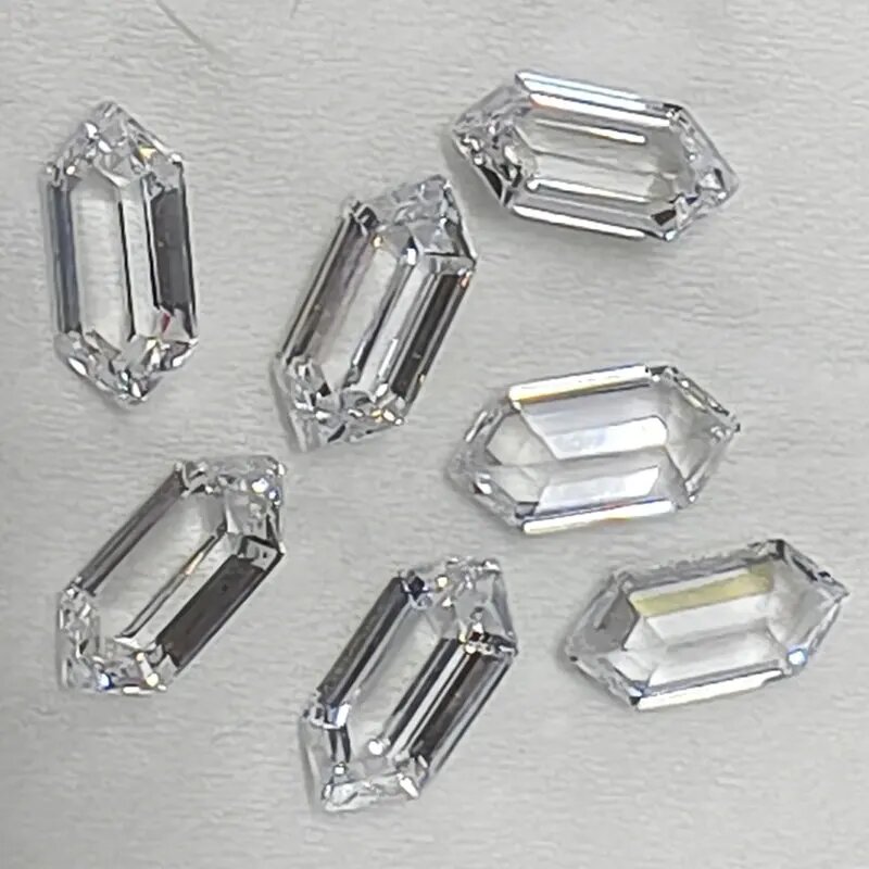 Красный гранат, 5x10 мм, шестигранный, с кубическим цирконием Серебряный, White CZ