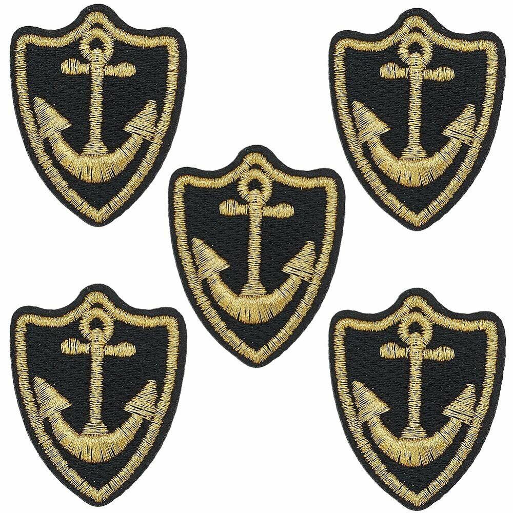 5 шт. полиэстеровых ниток для вышивки, термопришивных нашивок, аппликаций на ткань, лодка, якорь, черные 52x42x1,5 мм