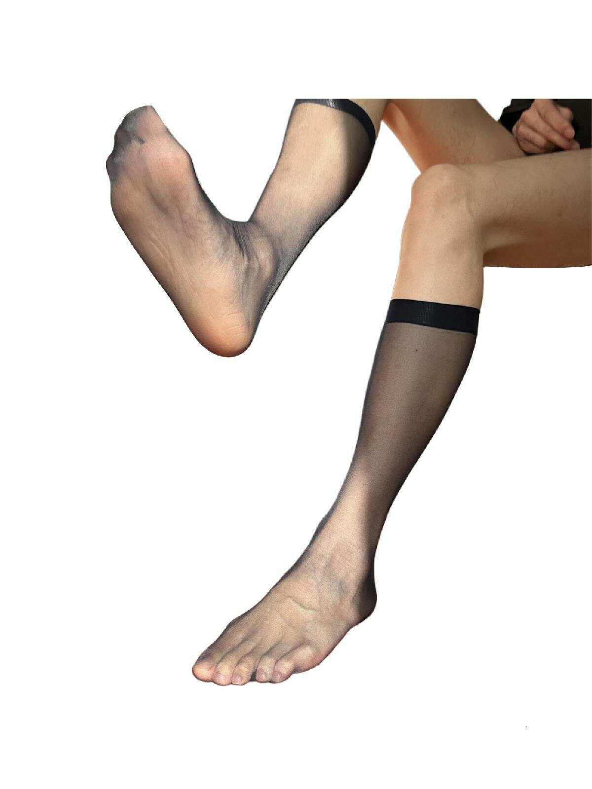 Мужские прозрачные носки до середины икры, Темно-синий