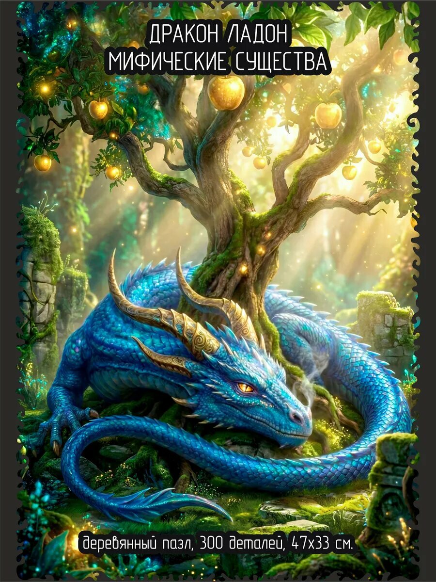 Пазл Unipuzzle "Дракон Ладон", фигурный, 300 элементов, от 14 лет
