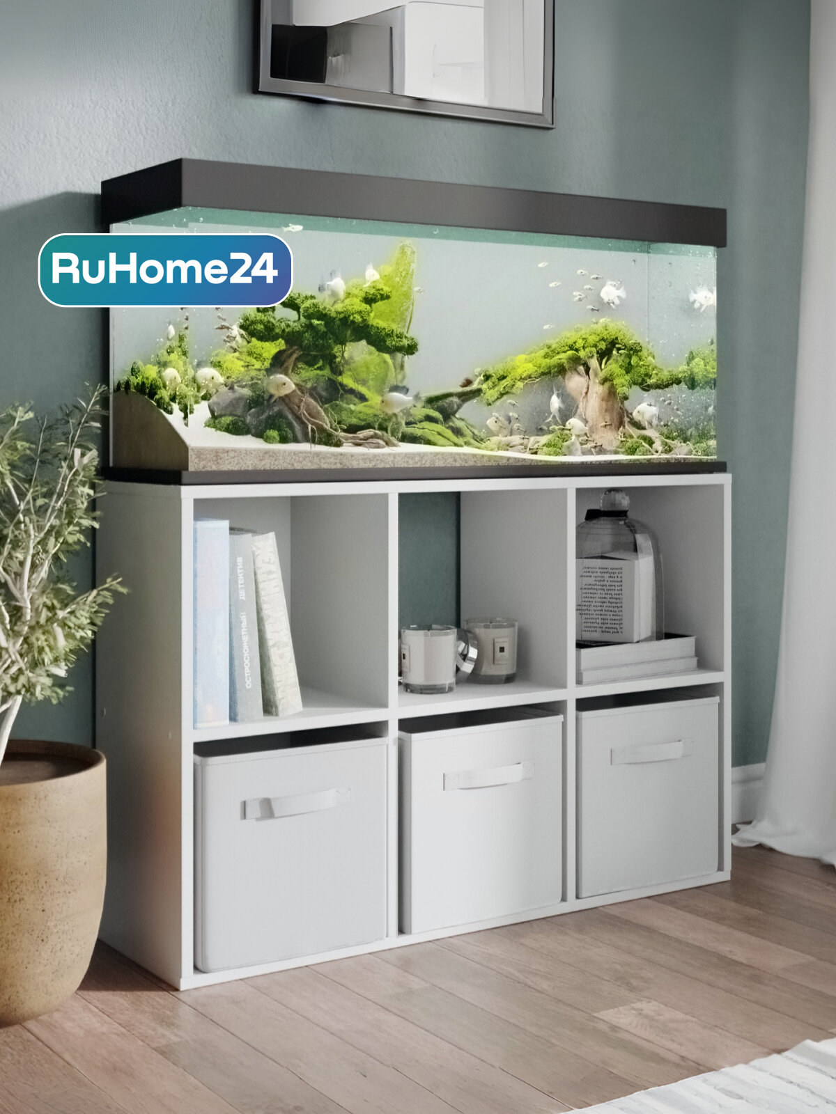 Стеллаж Kvadro-3 белый деревянный напольный 65х33х99см (ШхГхВ)