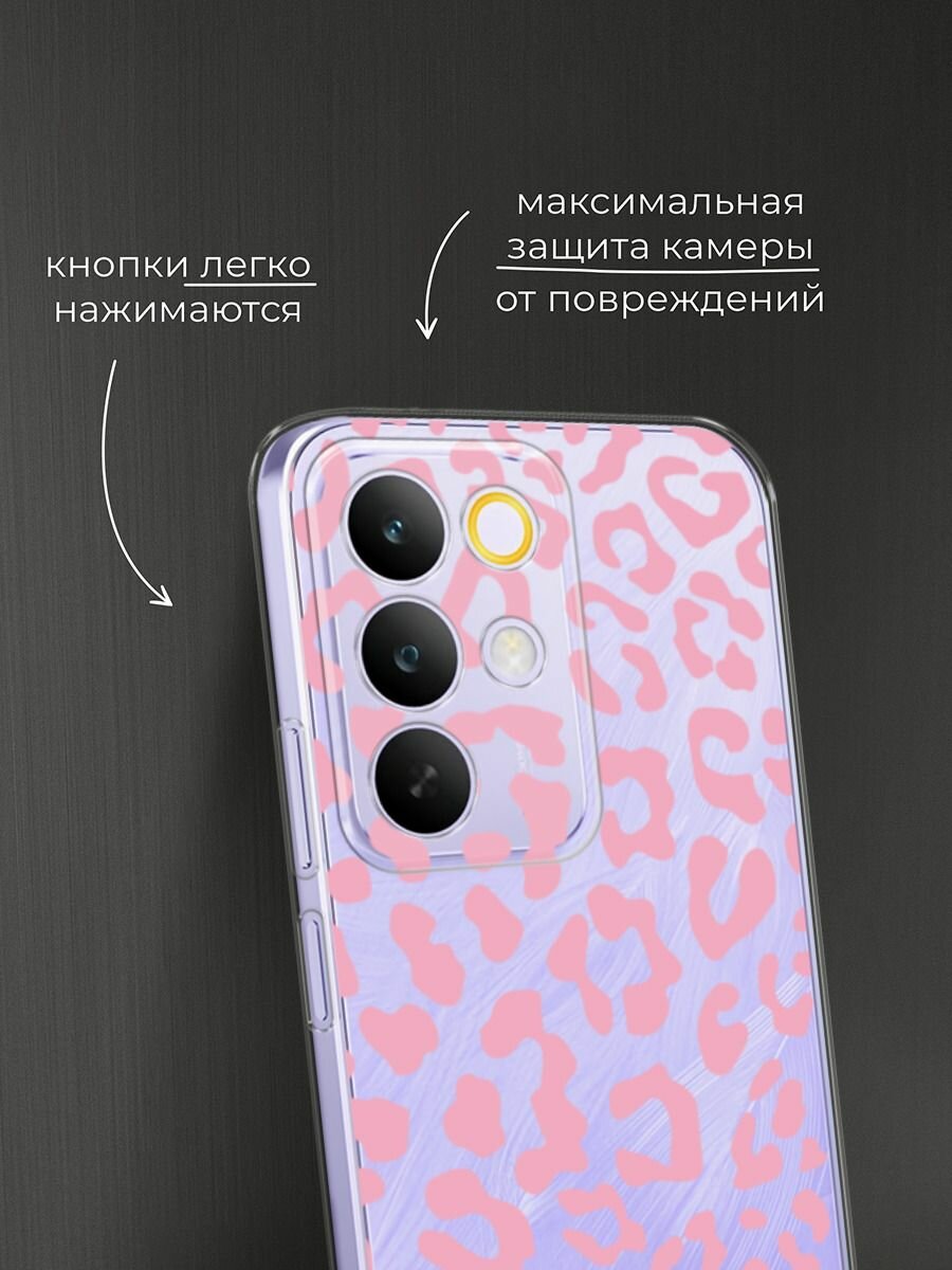 Чехол на Realme C85 / Реалми C85 с принтом Паттерн розовый леопард, прозрачный — фото 1