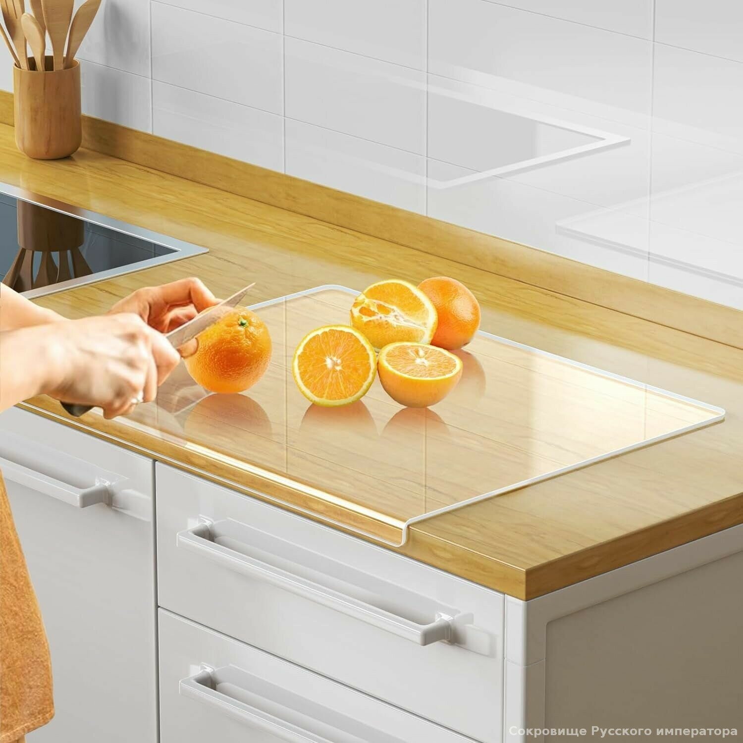 Прозрачная акриловая разделочная доска для теста и овощей нескользящая 40x30 см и 45x35 см для кухни