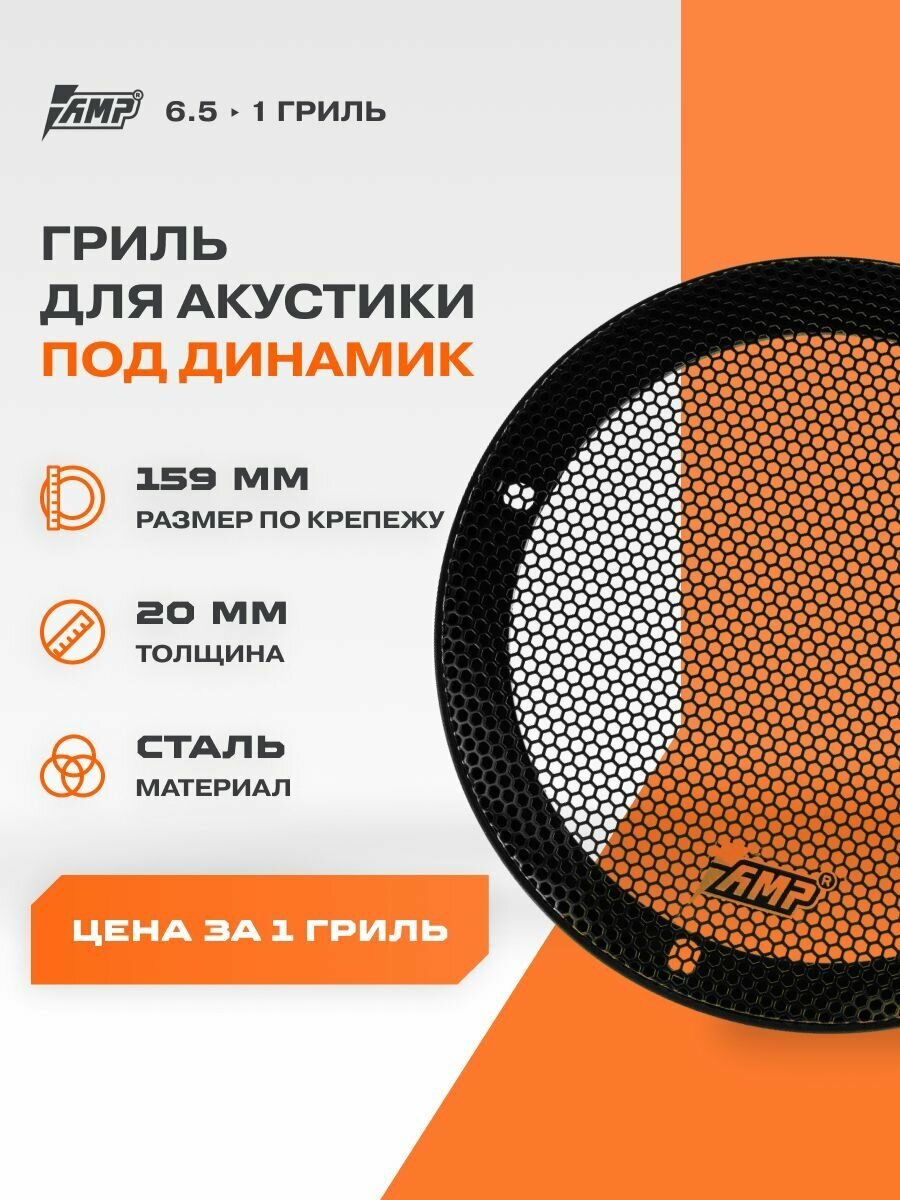 Гриль для акустики AMP 6.5 / Сталь / Комплект 1 Гриль