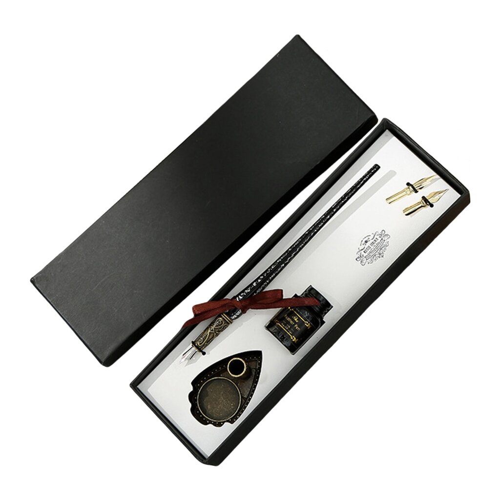 Набор Стеклянных Перьев для каллиграфии и Чернил с Держателем для Пера и Сменным Наконечником для Пера