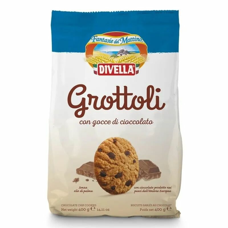 Печенье DIVELLA GROTTOLI Шоколадные капли 400г