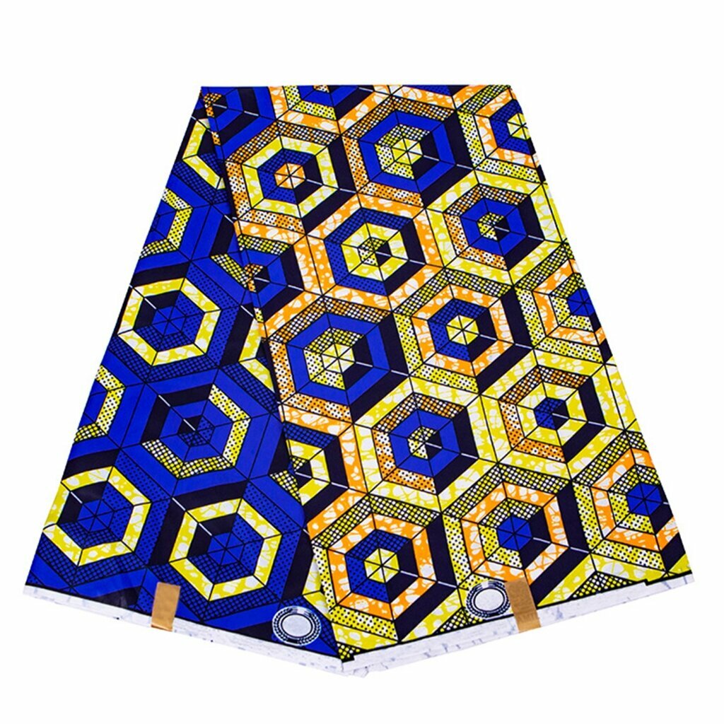 Ткань с африканским вощеным принтом Ткань с двусторонним геометрическим принтом Ткань из полиэстера Швейная ткань для квилтинга Проект Пэчворк