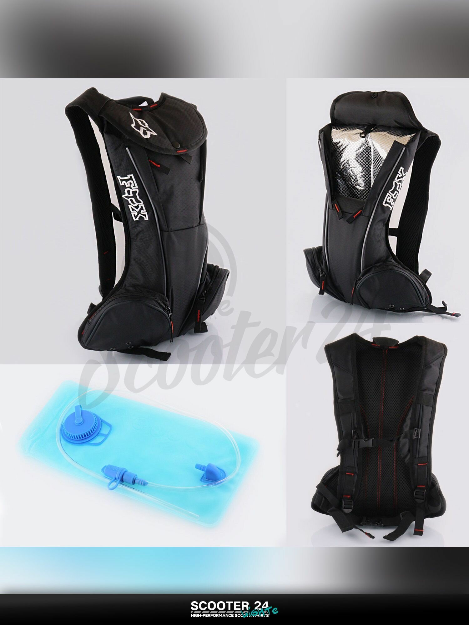 Рюкзак мотоциклетный, универсальный, мотоэкипировка(черный, зауженный) "FOX"