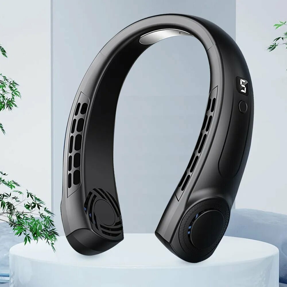 Milochic Настольный вентилятор Мини-Шейный Вентилятор Портативный Безлопастный Подвесной на шее, черный