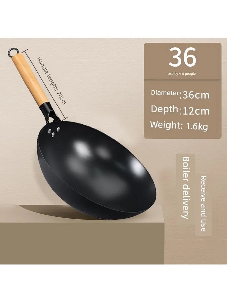 Чугунная сковорода (36 см, без ушей, без крышки)