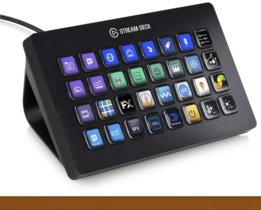 Elgato Игровая клавиатура Контроллер для стриминга Elgato Stream Deck XL, черный / Программируемая клавиатура, Английская раскладка, магнитная подставка, 32 клавиши / Панель для стриминга, запись макросов, идеально для игр, Английская раскладка, черный