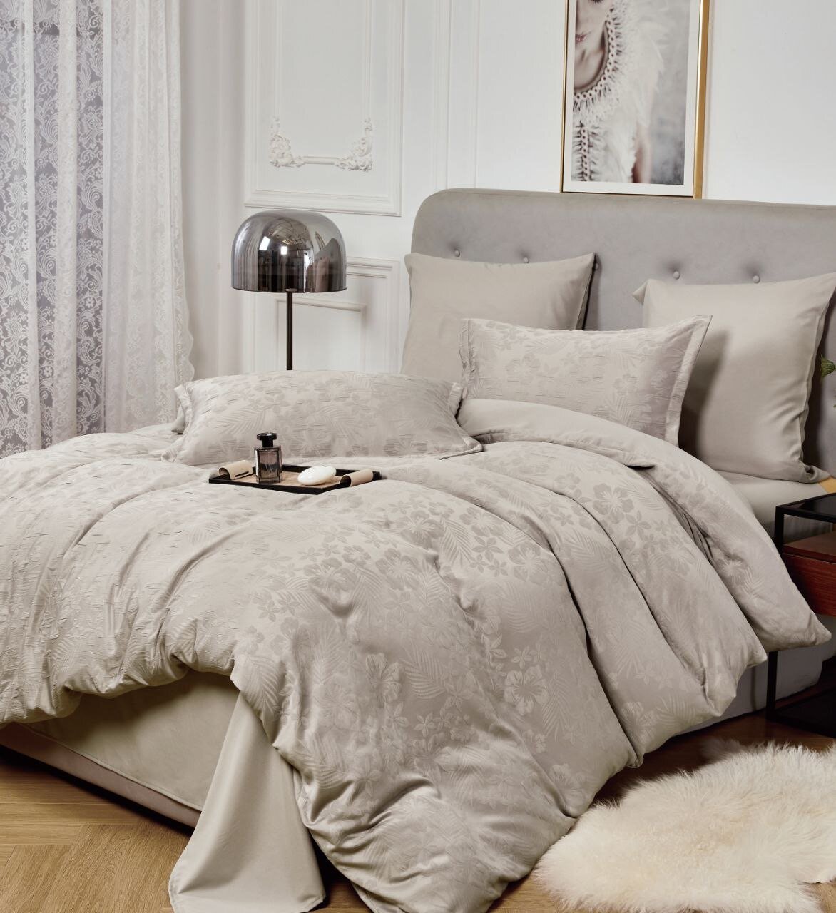 Комплект постельного белья семейный вареный хлопок с жаккардовым узором Борис