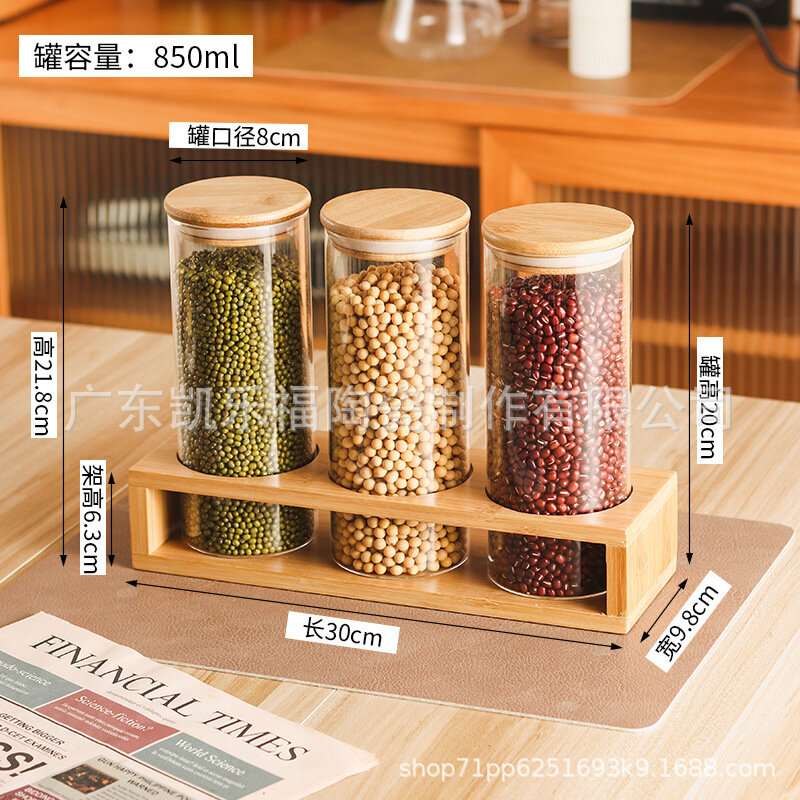 Высококачественная прозрачная стеклянная банка с герметичной крышкой, пищевой контейнер для хранения, чайник для офиса, кухонный контейнер для зерен и сухофруктов