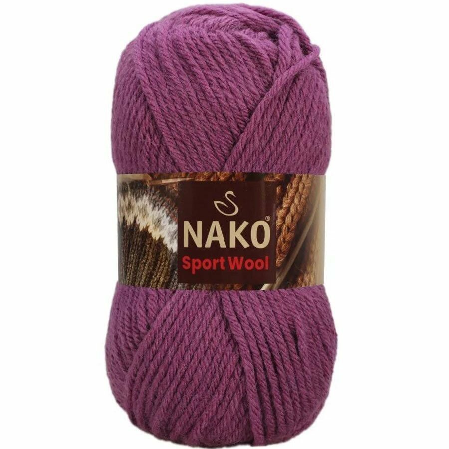 Пряжа Nako SPORT WOOL 14432 фуксия (5 мотков)