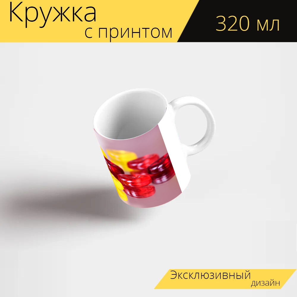 Кружка с рисунком, принтом "Красочные конфеты Зеркальные конфеты в разные цвета конфеты красочные сладости" 320 мл.