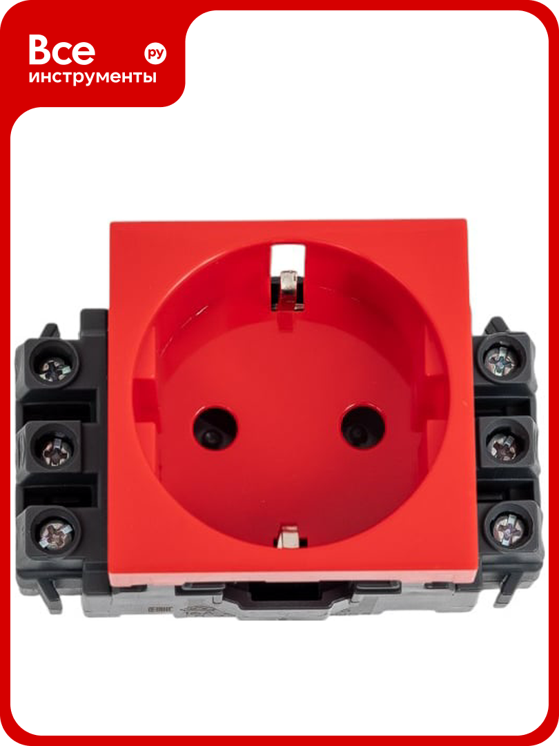 Розетка Legrand 2К+3- Программа Mosaic для монтажа на кабель-каналах с винтовыми зажимами красная 077611