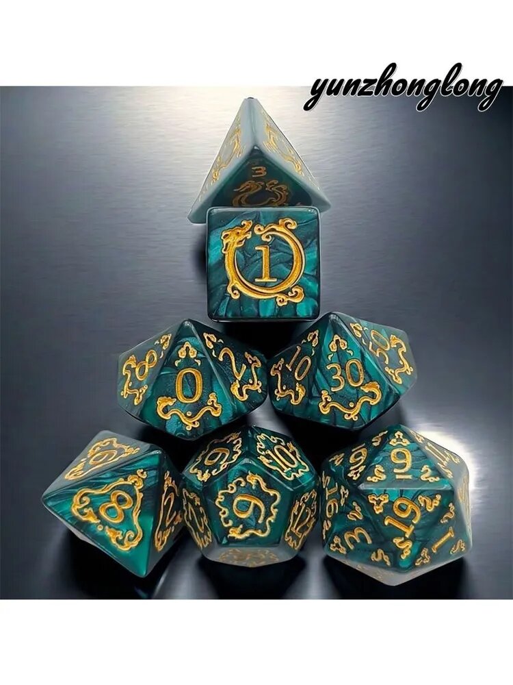 Yunzhonglong Кости игральные, дайсы, кубики для DnD (ДнД) 7 шт