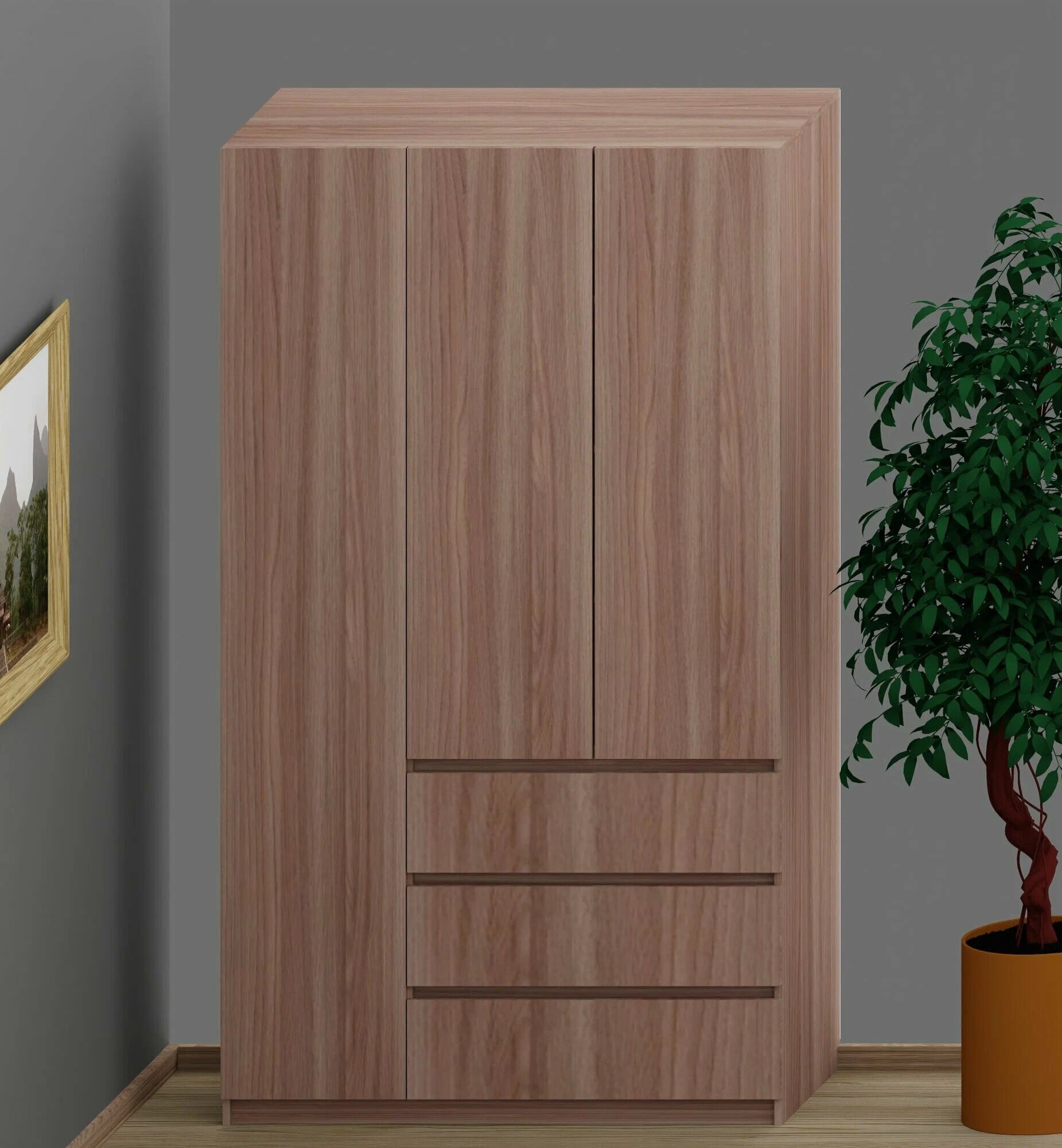 Шкаф распашной Акро-1200 "Ясень Шимо Темный ", трехстворчатый, 120x50x210 см, Акро Групп