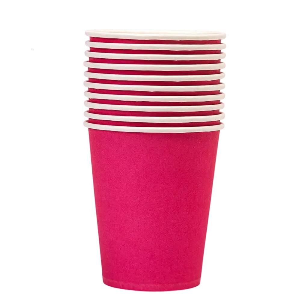 Одноразовые биоразлагаемые стаканы для кофе, розовые, 10 шт, Rose red