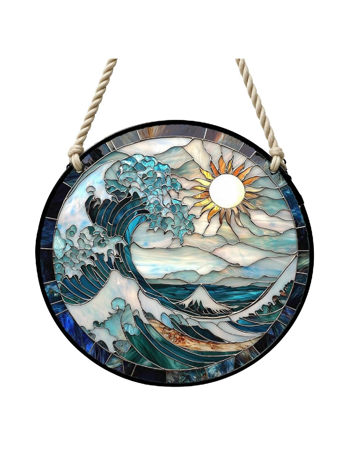 Подвесные витражи С волнами, ловцы солнца, Красочная оконная панель